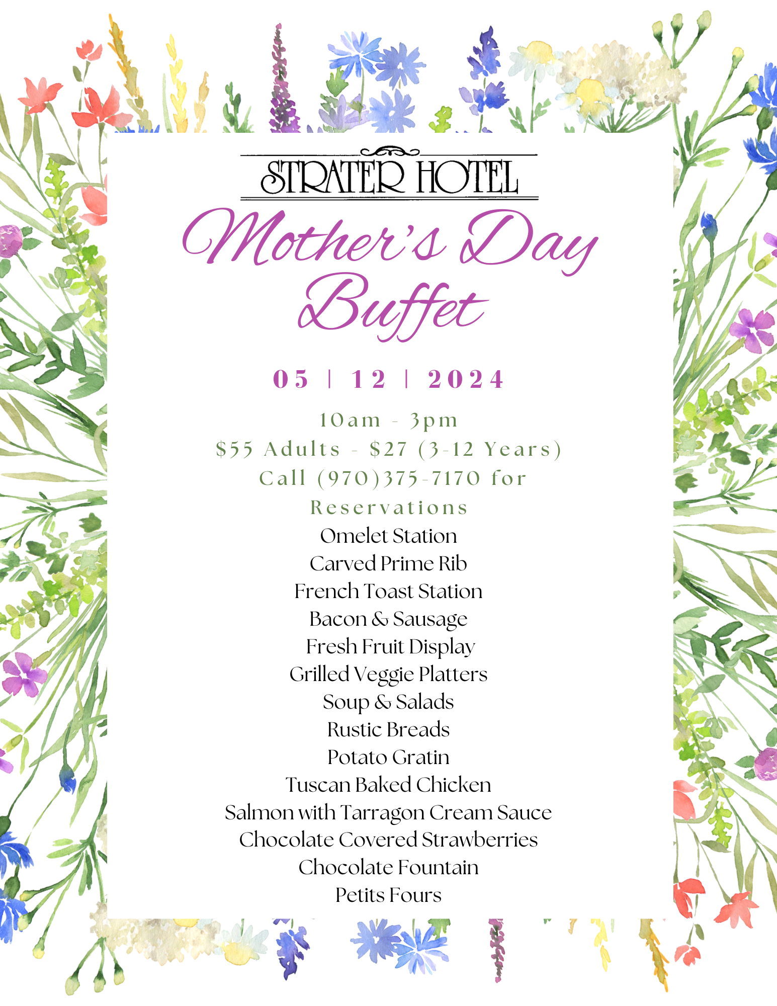 Menus & Hours | Strater Hotel | Durango Colorado